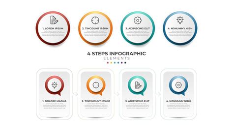 4 list of steps horizontal sequence with icon and number infographic