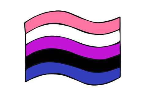 다채로운 성별 유체 자부심 플래그 해피 프라이드 데이 Lgbtq 커뮤니티 프라이드의 달 포스터 스티커 로고 카드에 대 한 벡터 손으로 그린 낙서 0명에 대한 스톡 벡터 아트