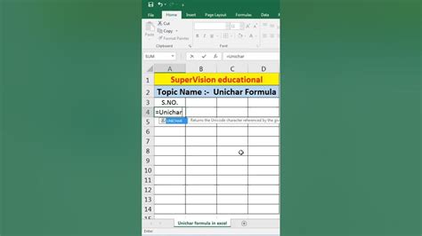 How To Use Unichar Formula In Excel Shorts Advance Excel Exceltips