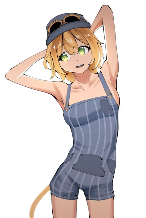 Rule 34 Armpits Blonde Hair Conductor Hat Conductor Uniform Dooby3d Gloves Goggles Green Eyes