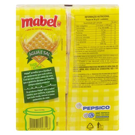 Biscoito Água E Sal Mabel Pacote 400g Super José