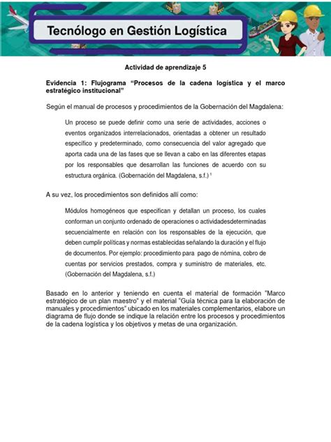 Evidencia 1 Flujograma Procesos De La Cadena Logística Y El Marco