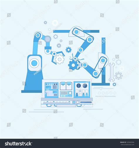 Robotic Assembly Line Industrial Automation Industry Stock Vector