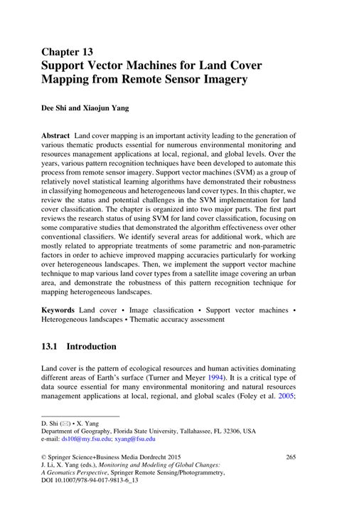 Pdf Support Vector Machines For Land Cover Mapping From Remote Sensor Imagery