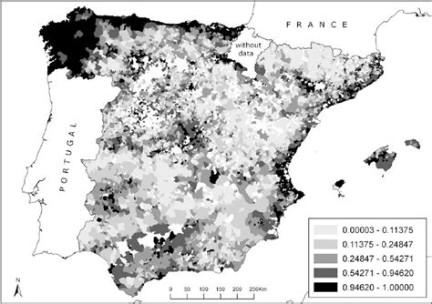Spatial Distribution Of The Logistic Regression Model Outputs