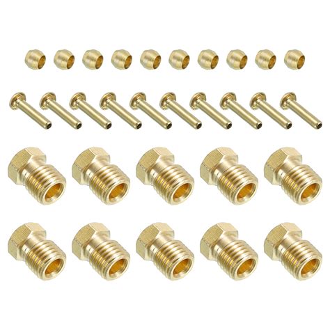 Uxcell 2mm Id 4mm Od Tube Compression Assortment Kit 20 Set Brass