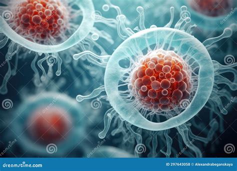 Round Microorganisms Under The Microscope Stock Illustration