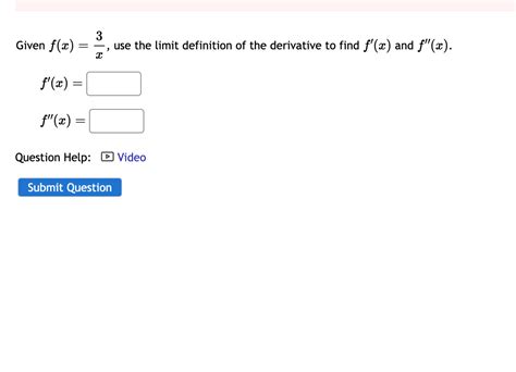 Solved Given f(x)=3x, ﻿use the limit definition of the | Chegg.com