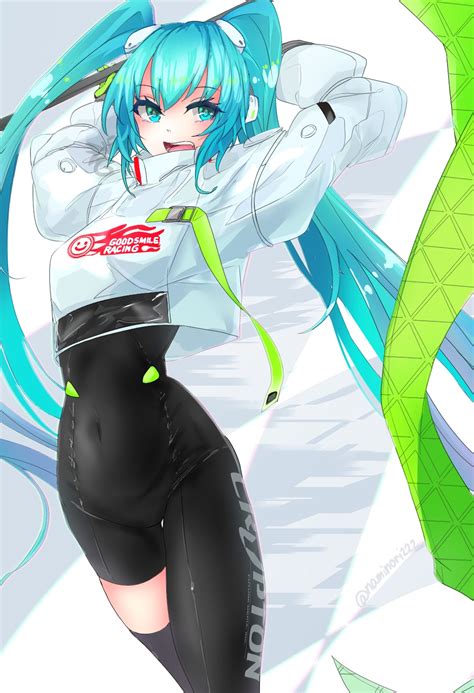 Safebooru 1girl Aqua Eyes Aqua Hair Arms Up Artist Name Asymmetrical