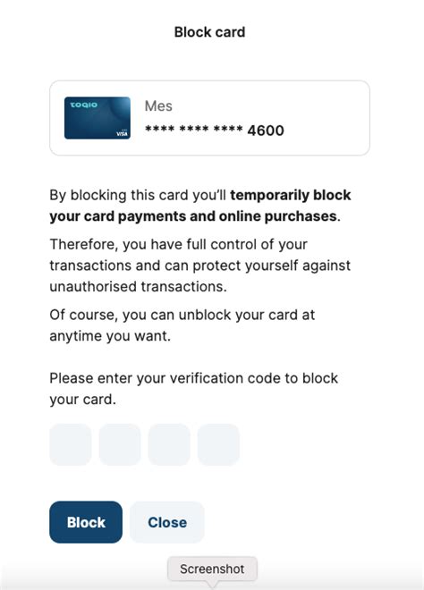 Block Unblock Card