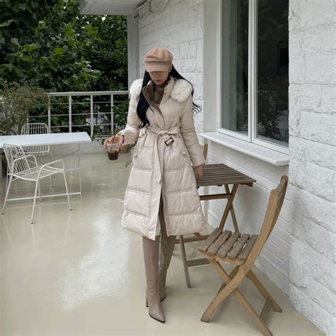 💛최저가 L Xl💛 마젯 퍼 롱 패딩 허리 벨트 세트 에이블리