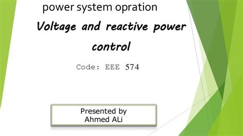 Voltage And Reactive Power Control
