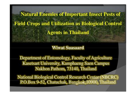 Ppt Natural Enemies Of Important Insect Pests Of Field Crops