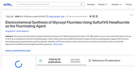 Electrochemical Synthesis Of Glycosyl Fluorides Using Sulfurvi