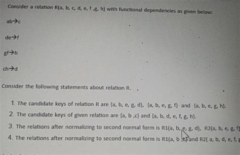 Solved Consider A Relation R A B C D E F G H With Chegg