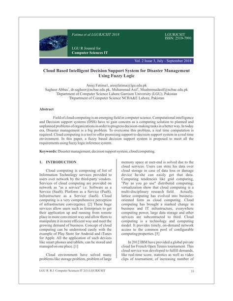 Pdf Cloud Based Intelligent Decision Support System For Disaster