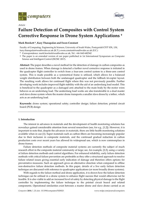 PDF Failure Detection Of Composites With Control System Corrective Response In Drone System