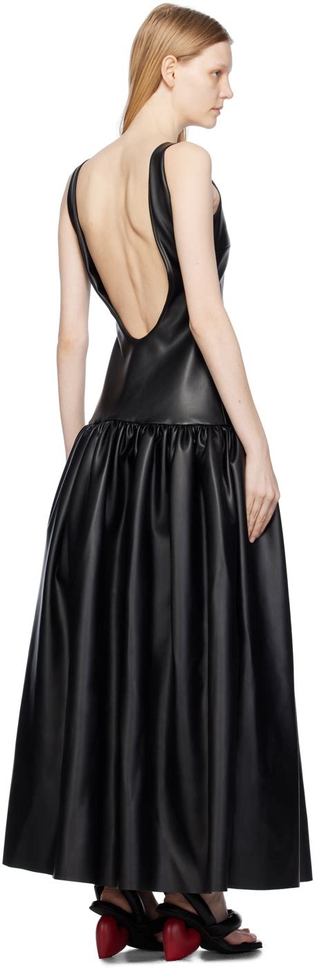 Yume Yume Black Puffy Faux Leather Maxi Dress Yume Yume