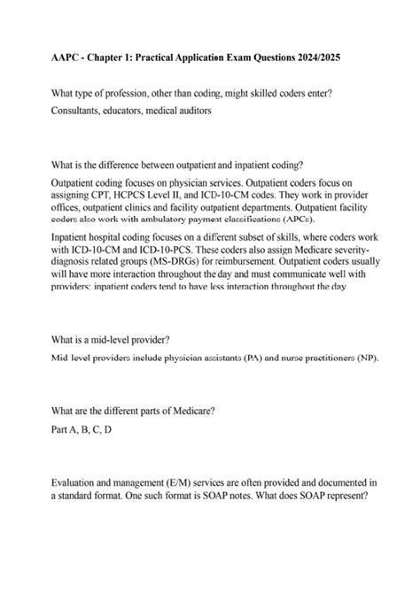 Aapc Chapter 1 Practical Application Exam Questions 2024 2025 Aapc Stuvia Us
