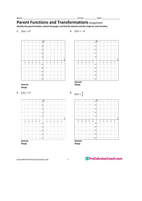 SOLUTION 1 5 Assignment Parent Functions And Transformations Studypool