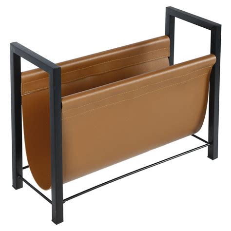 Latitude Run® Freestanding Modern Caramel Leatherette Magazine Rack