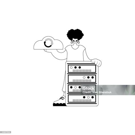 여자 친구와 웨이터 클라우드 메모리 타이포그래피 검은색과 Lacuna 케이블 아트웍 트렌디한 스타일 벡터 일러스트레이션 검은색에 대한 스톡 벡터 아트 및 기타 이미지