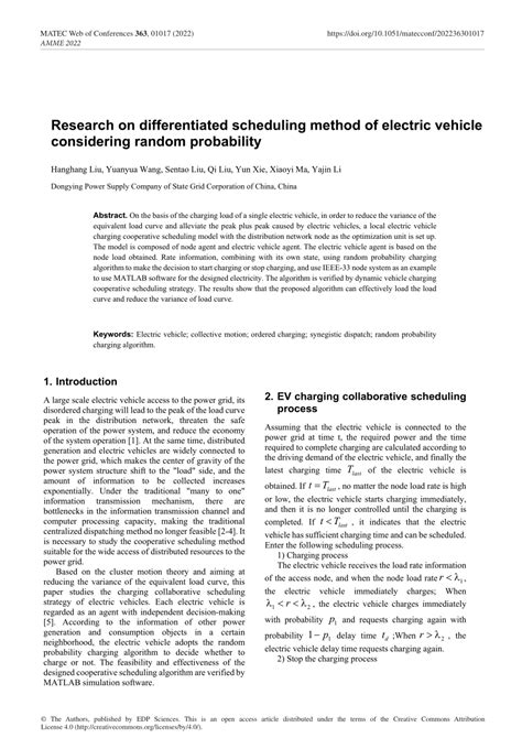 Pdf Research On Differentiated Scheduling Method Of Electric Vehicle Considering Random