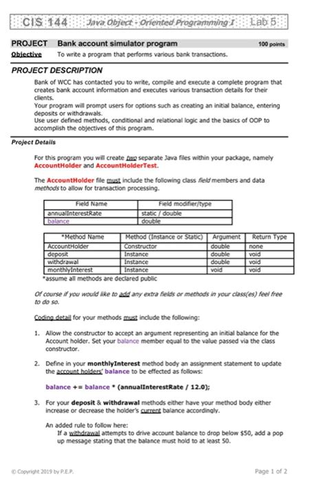 Solved Cis 144 Lab 5 Java Object Oriented Programming 1