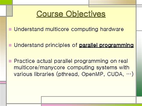 Advanced Multicore Computing Lecture 1 Course Overview Bongsoo