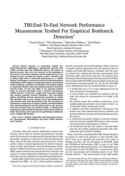 Pdf Tbi End To End Network Performance Measurement Testbed For