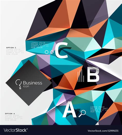 Colorful Triangle Mosaic 3d Geometric Object Vector Image