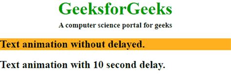 css animation delay property geeksforgeeks