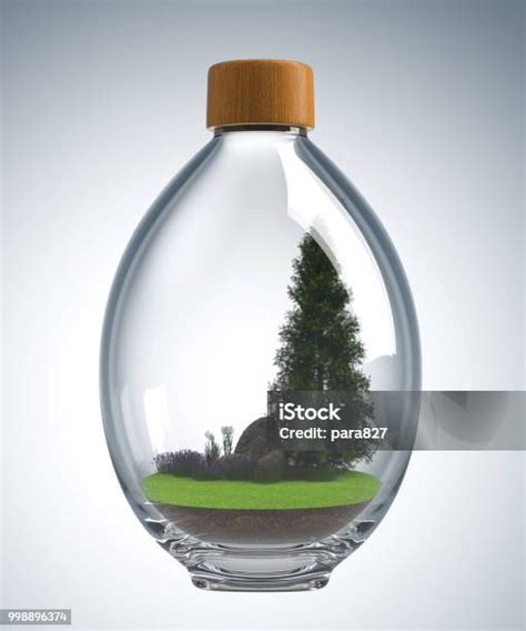 숲의 풍경과 작은 집 내부와 흰색 배경에 고립 된 유리 용기에 3d 디자인 0명에 대한 스톡 사진 및 기타 이미지 0명 3차원 형태 나무 Istock