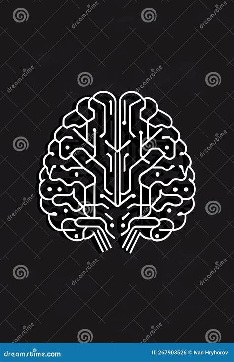 Brain Made Of Circuits Ai Generated Icon Logo Of Artificial Brain