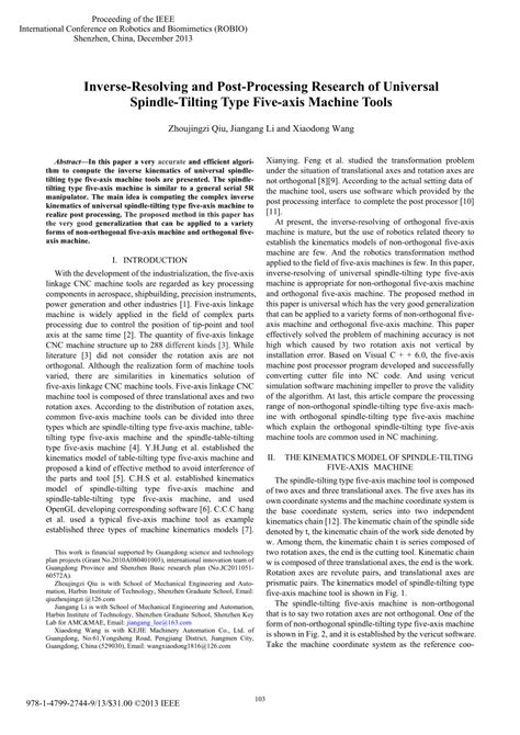 Pdf Inverse Resolving And Post Processing Research Of Universal Spindle Tilting Type Five Axis
