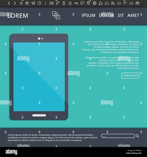 vector illustration of flat style web design template with website
