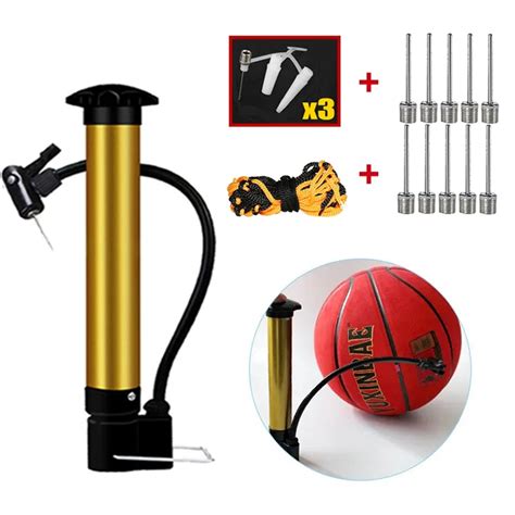 에어펌프 스테인레스 스틸 농구 핸드 에어 펌프 휴대용 공 팽창 도구 니들 로드 사이클링 티몬
