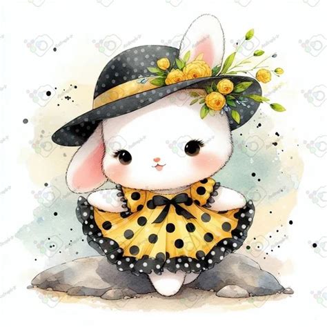 خرید و قیمت بک گراند کودکانه خرگوش ناز پیرهن خال خالی کنار تخته سنگ کد 41711 ویژه عکس گراف ترب