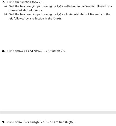 Solved 7 Given The Function F X R A Find The Function Chegg Com