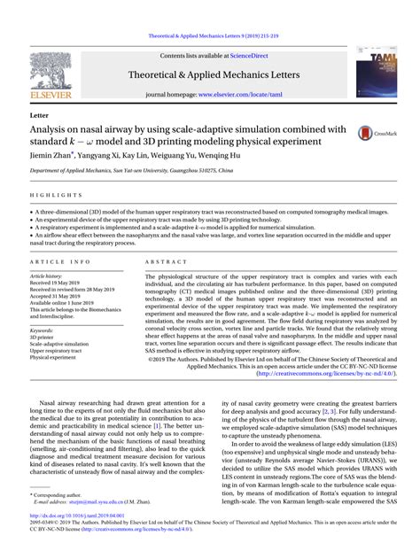 Pdf Analysis On Nasal Airway By Using Scale Adaptive Simulation