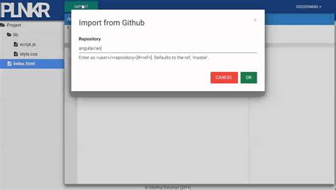importing from github on plunker next youtube