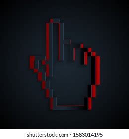 Paper Cut Pixel Hand Cursor Icon Stock Vector Royalty Free 1583014195 Shutterstock