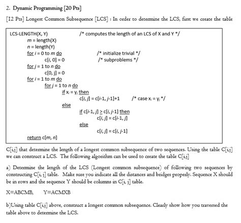 Solved 2 Dynamic Programming 20 Pts 12 Pts Longest
