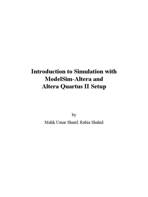 introduction simulation modelsim altera and altera quartus ii setup