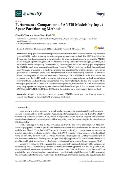 Pdf Performance Comparison Of Anfis Models By Input Space