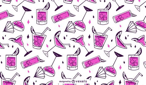 Pink Cocktails Pattern Design Vector Download