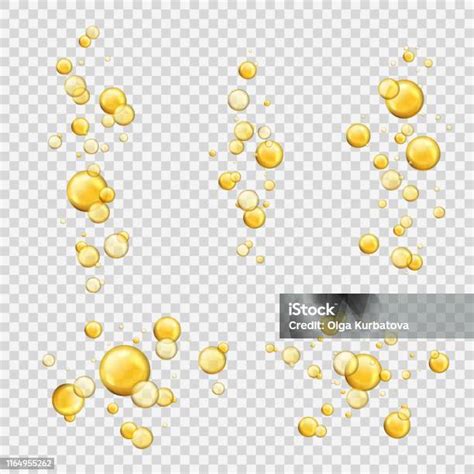 오일 버블 빛나는 오일 방울 화장품 골드 알약 캡슐 콜라겐 세럼 지성 비타민 에센스 방울 플라잉 옐로우 벡터 볼 기포에 대한 스톡 벡터 아트 및 기타 이미지 Istock