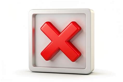 3d Check Wrong Icon Isolated On White Background Negative Check List Button Choice For False