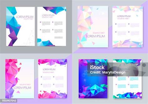 추상 기하학적 커버 배너 포스터 전단지 브로셔의 벡터 세트 텍스트 프레임 표면입니다 A4 템플릿 디자인 제목 시트 모델