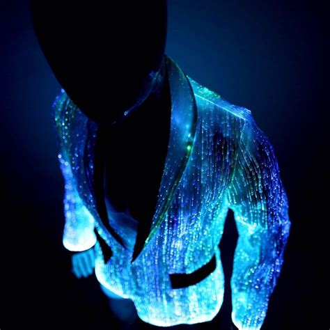 Light Up Mens Jacket Fiber Optic Clothing Burning Man Clothes Light